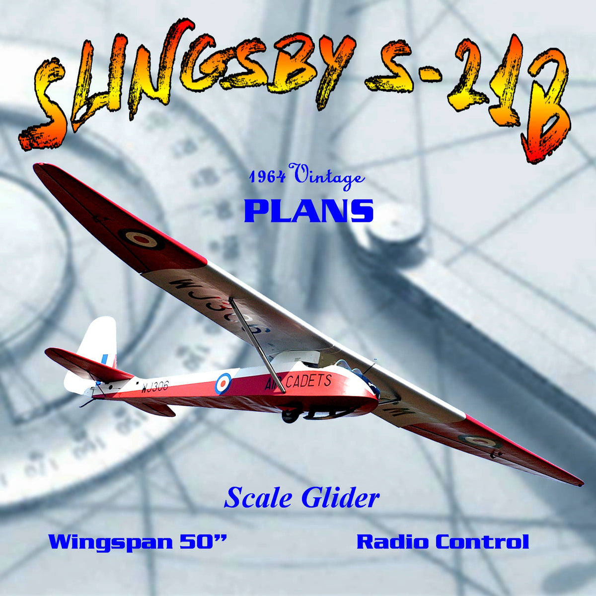 Full Size Printed Plan Scale glider 50 in. W/S slope soarer "SLINGSB Y ...