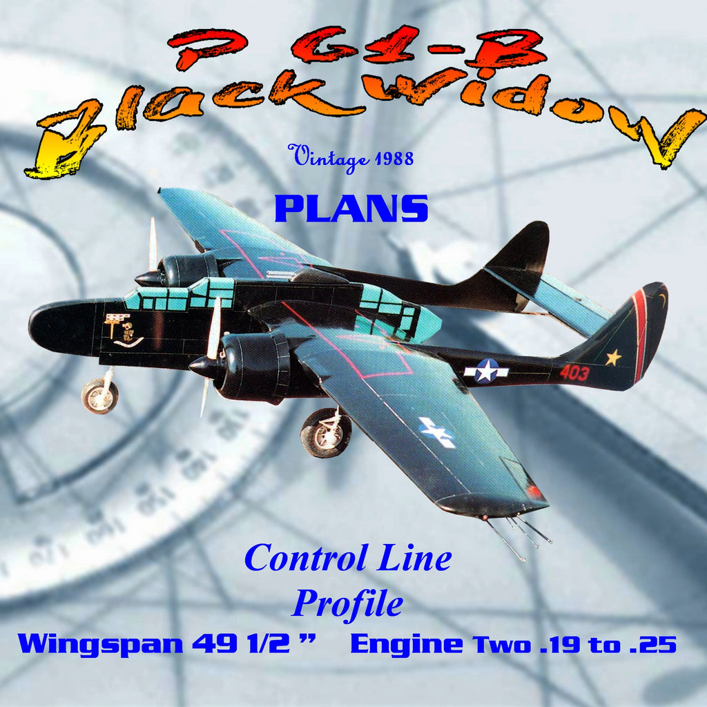 Full Size Printed Plan Scale 1/16 Profile control line P 61-B Black Wi ...