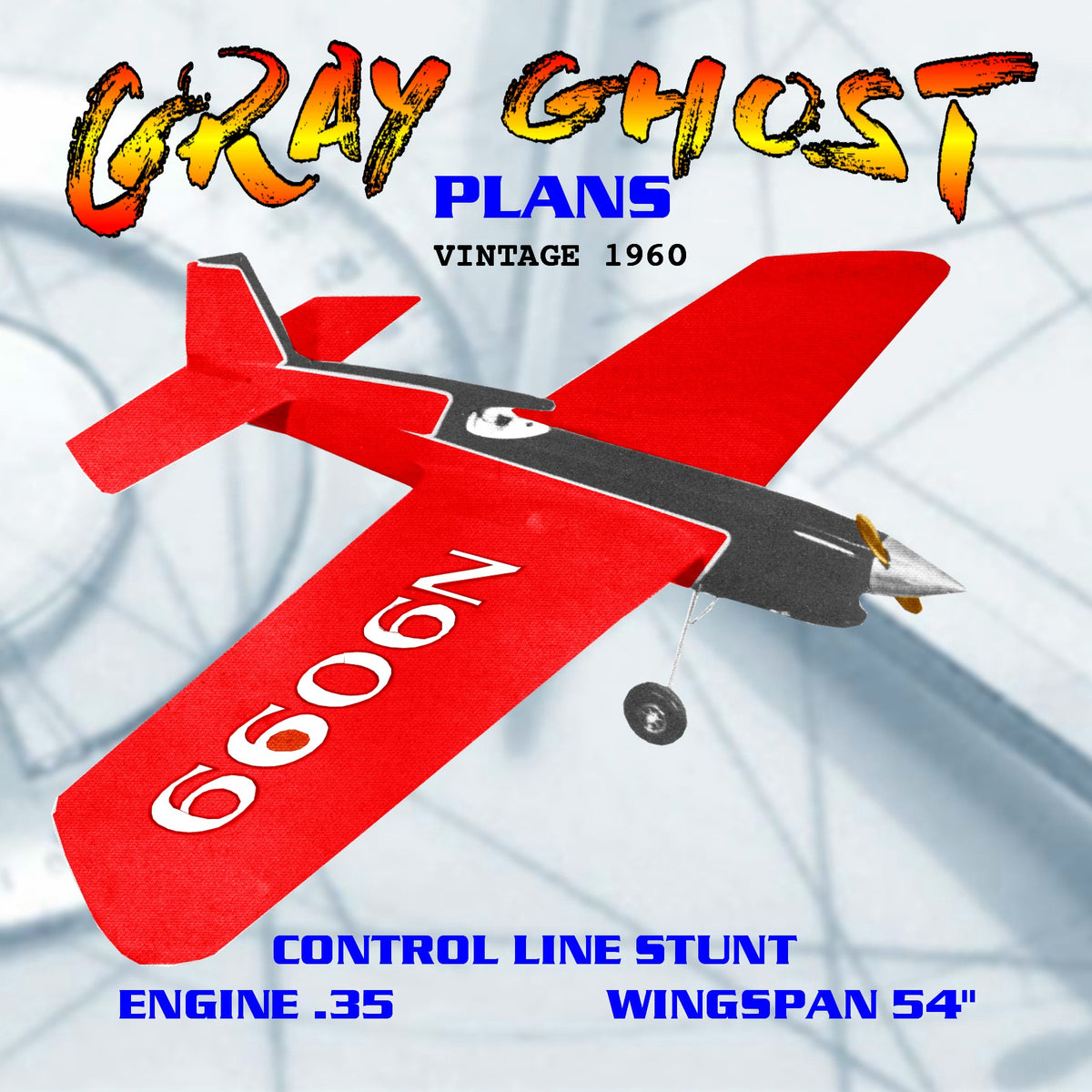 Full Size Plans Vintage 1960 CONTROL LINE STUNT GRAY GHOST capable of ...