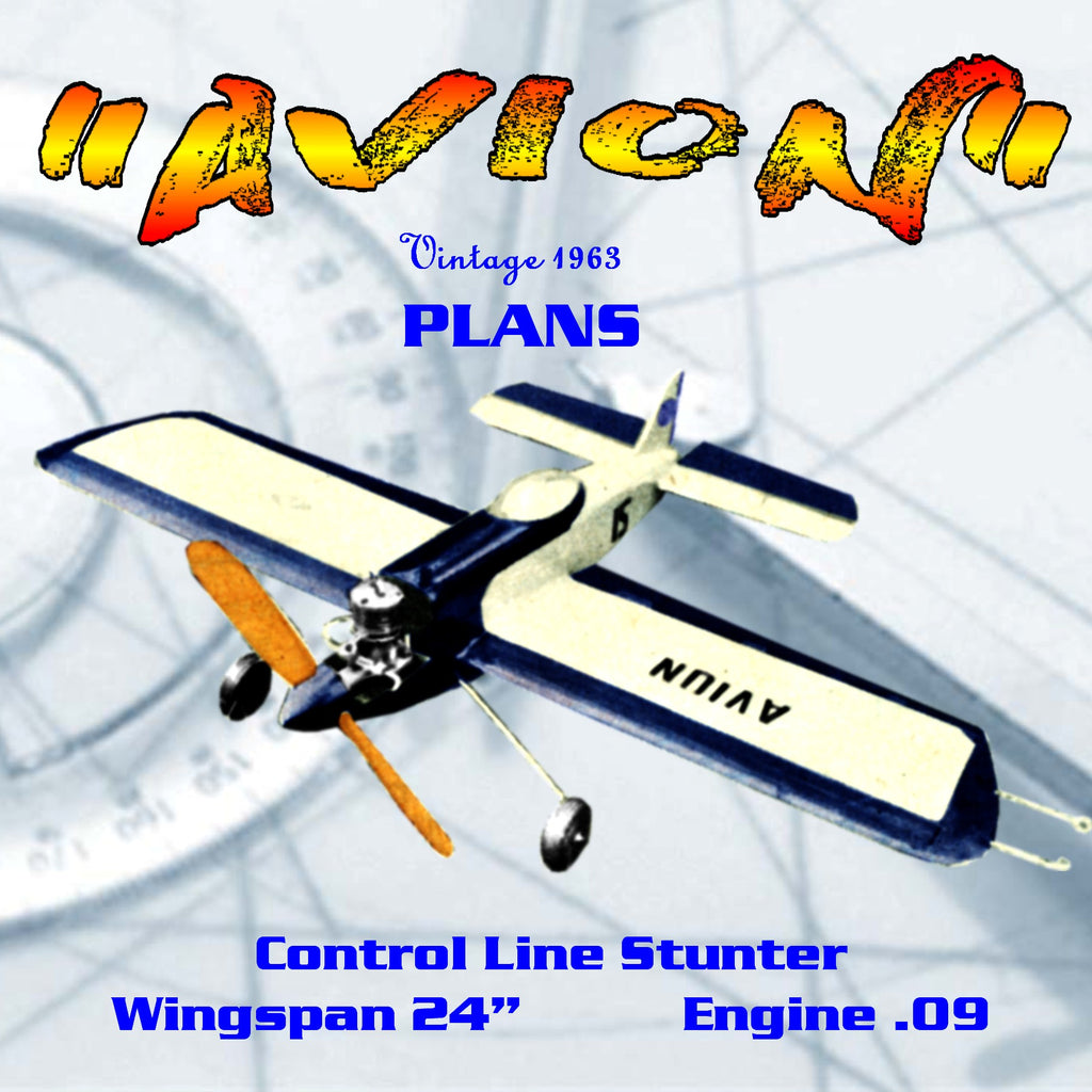 Full size printed plan vintage 1963 CONTROL LINE Stunt Trainer “AVION ...