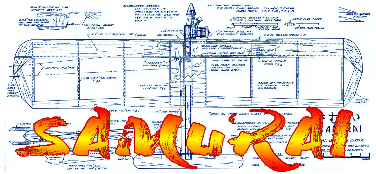 Full Size Printed Plan & Building Notes FAI Combat ** SAMURAI ** Wings ...