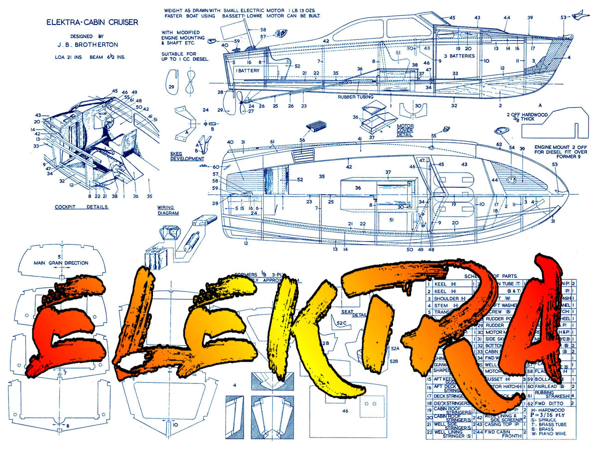 Full Size Printed Plan Freelance Scale 21" Cabin cruiser Suitable for ...