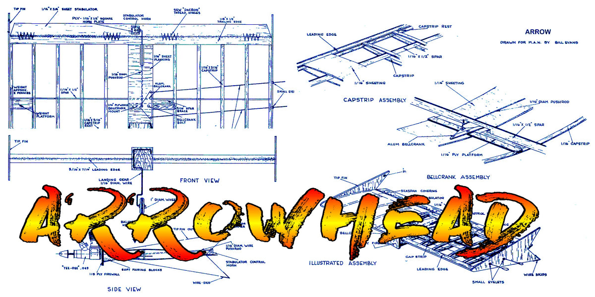 Full Size Printed Plan vintage 1962 Control Line Combat "ARROWHEAD " A ...