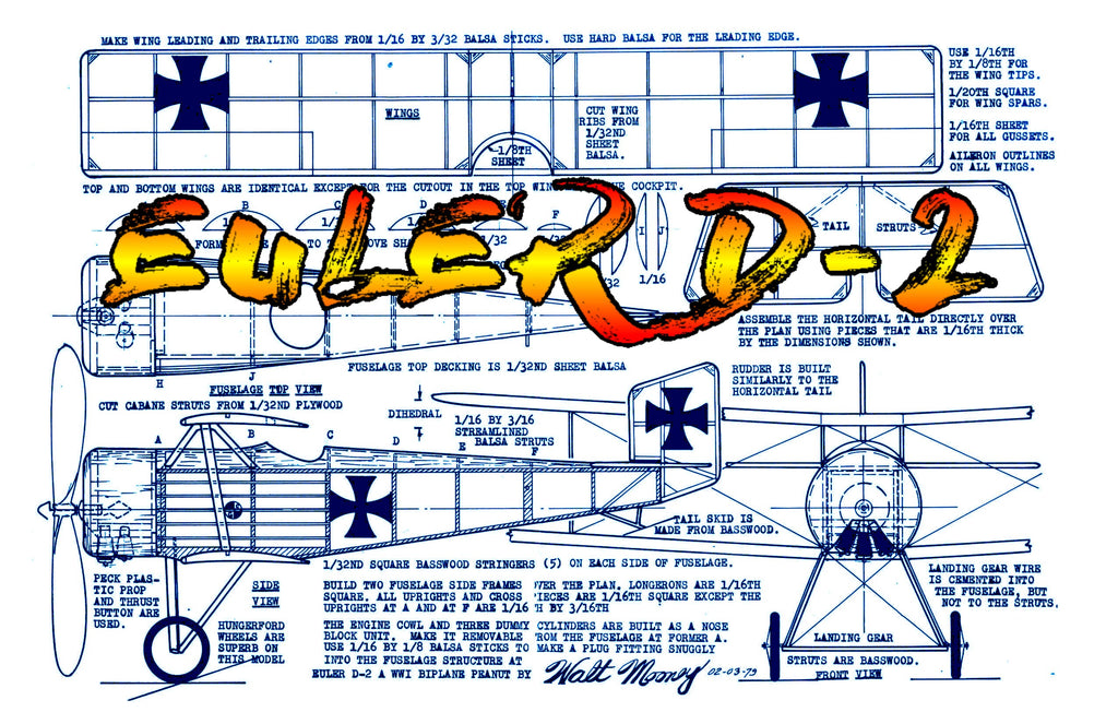 Full Size Printed Peanut Scale Plans EULER D-2 flies well enough to co ...