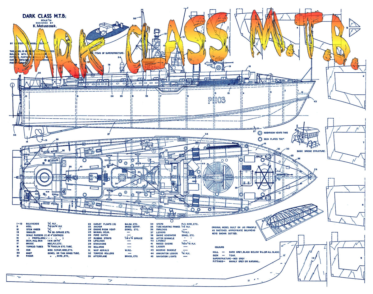 Full size Printed Plans & Article Scale 1:35 Length 31 DARK CLASS M.T ...