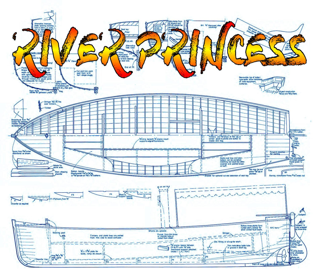 Full Size Printed Plan build a River Launch 1:12 Scale 24" River princ ...