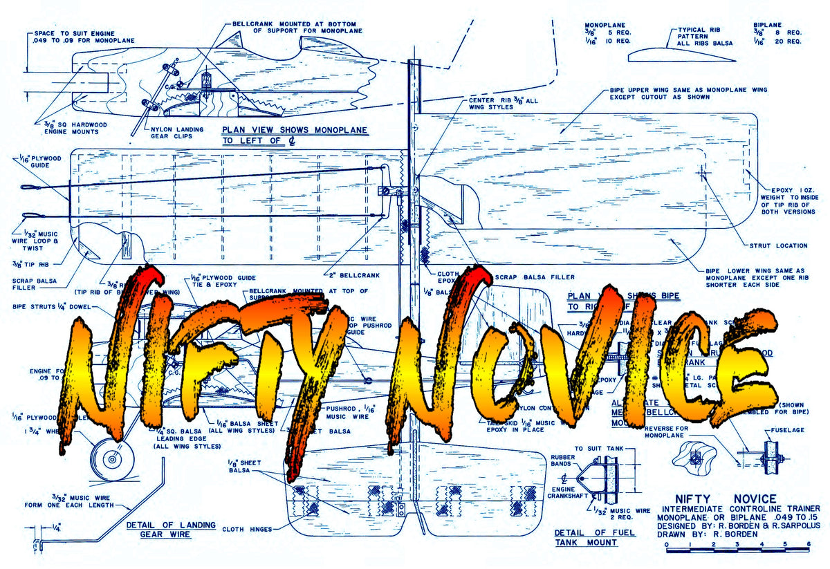 Full Size Printed Plan Profile Control Line Trainer "NIFTY NOVICE" eas ...