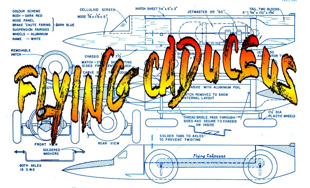 Full Size Printed Plan FLYING CADUCEUS Semi Scale L 10 ½” JETEX Jetmas ...