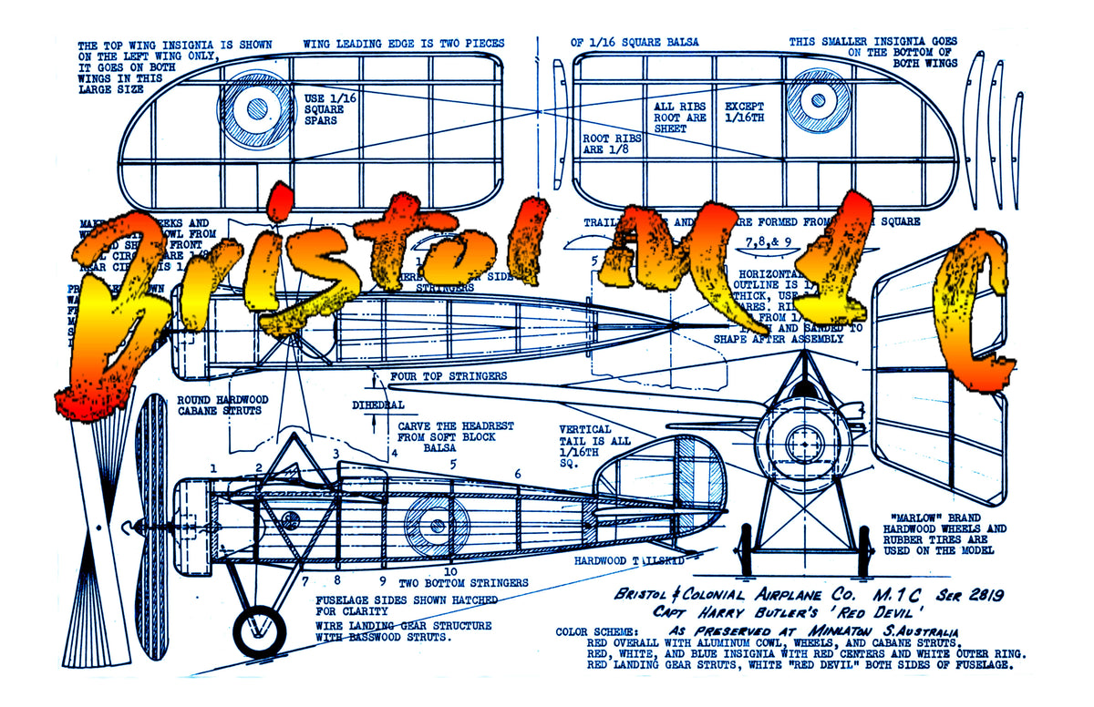 Full Size Printed Peanut Scale Plans Bristol M 1 C CAPT. HARRY BUTLER ...