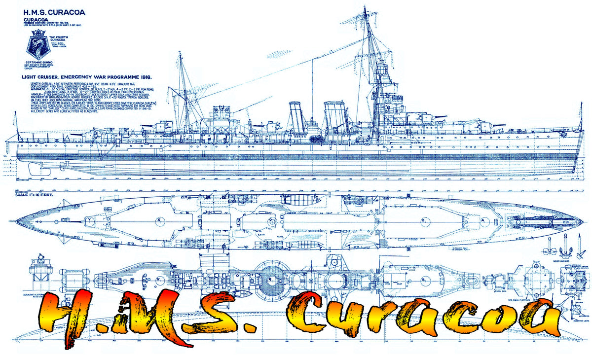 Full Size Printed Line Drawings Scale 1:96 C-class light cruiser. HMS ...