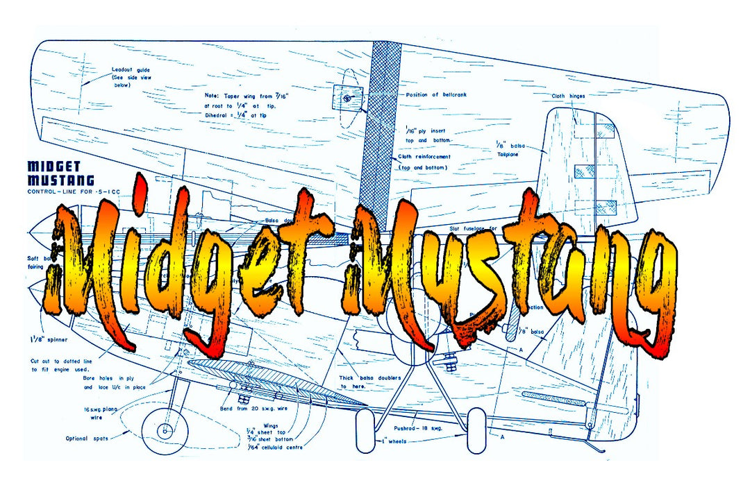 Full Size Printed Plan 1/2A Goodyear profile racer Midget Mustang ...