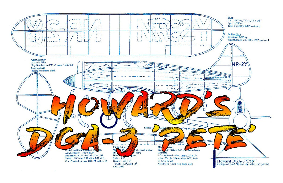 Full size printed plans Peanut Scale HOWARD'S DGA-3 'PETE' a Golden Ag ...
