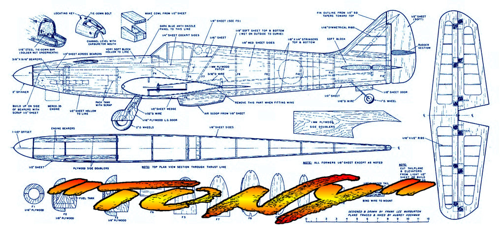 FULL SIZE Printed Plans Vintage plan 1964 CONTROL LINE STUNT “TONY” wo ...