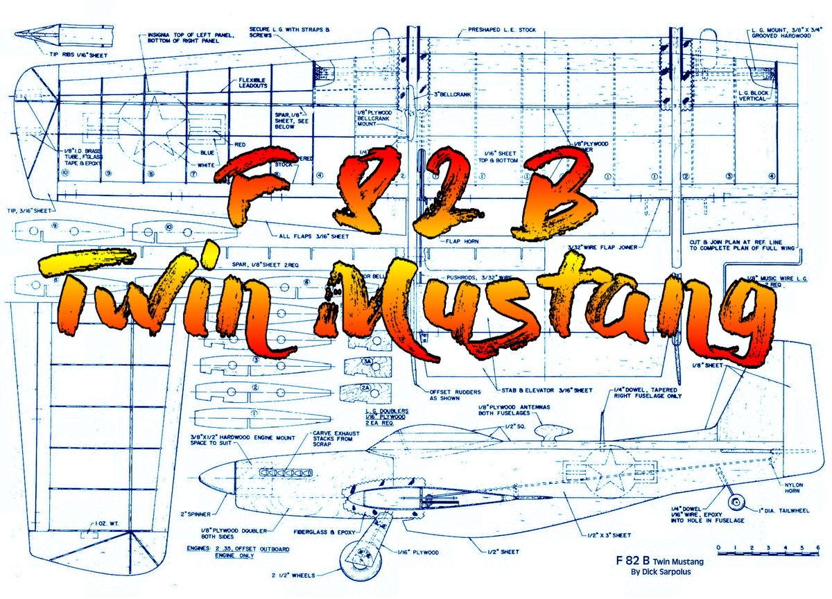 Full Size Printed Plan semi‑scale profile control line stunter F 82 B ...