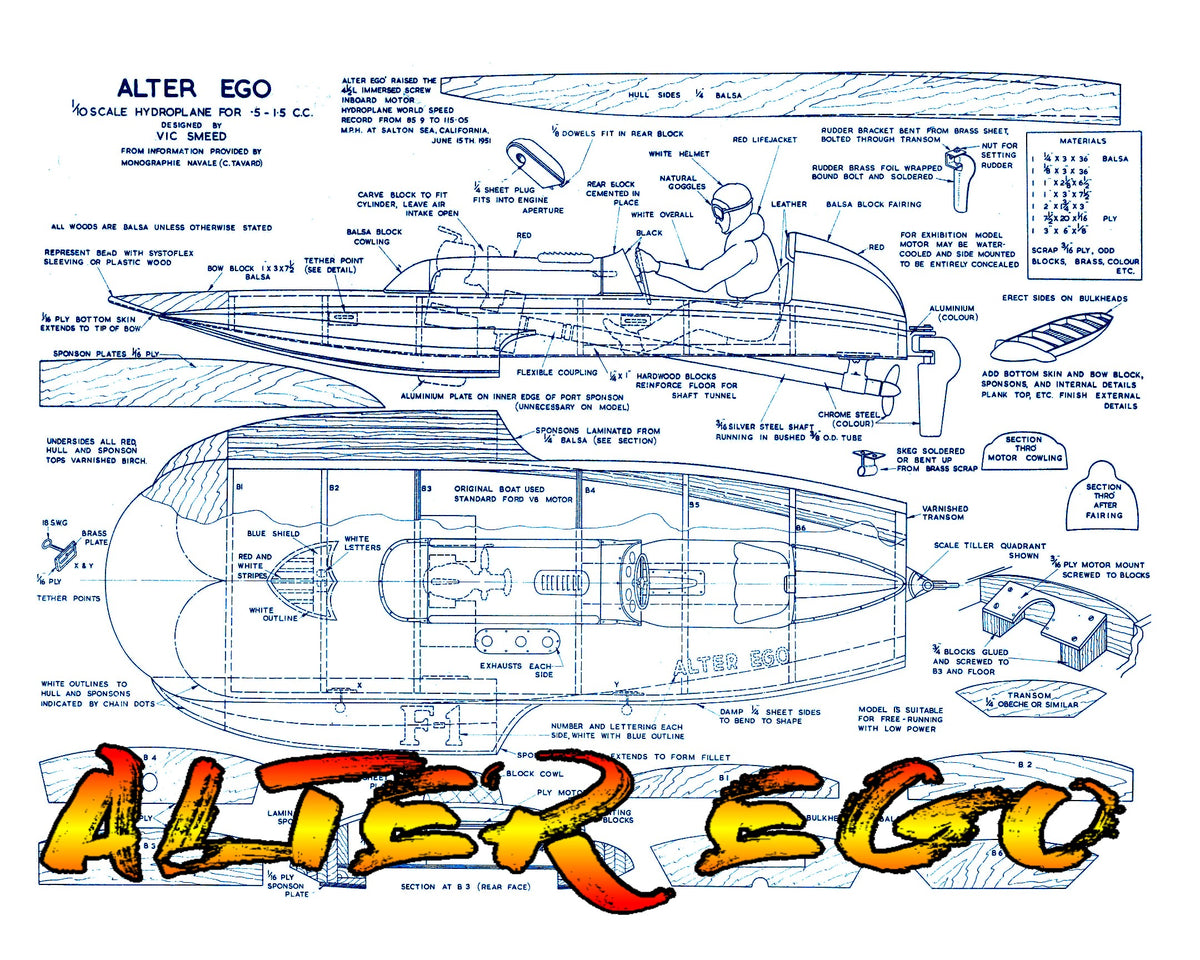 Build a 1/10 Scale Hydroplane Gas Engine .03 to .09 full size printed ...