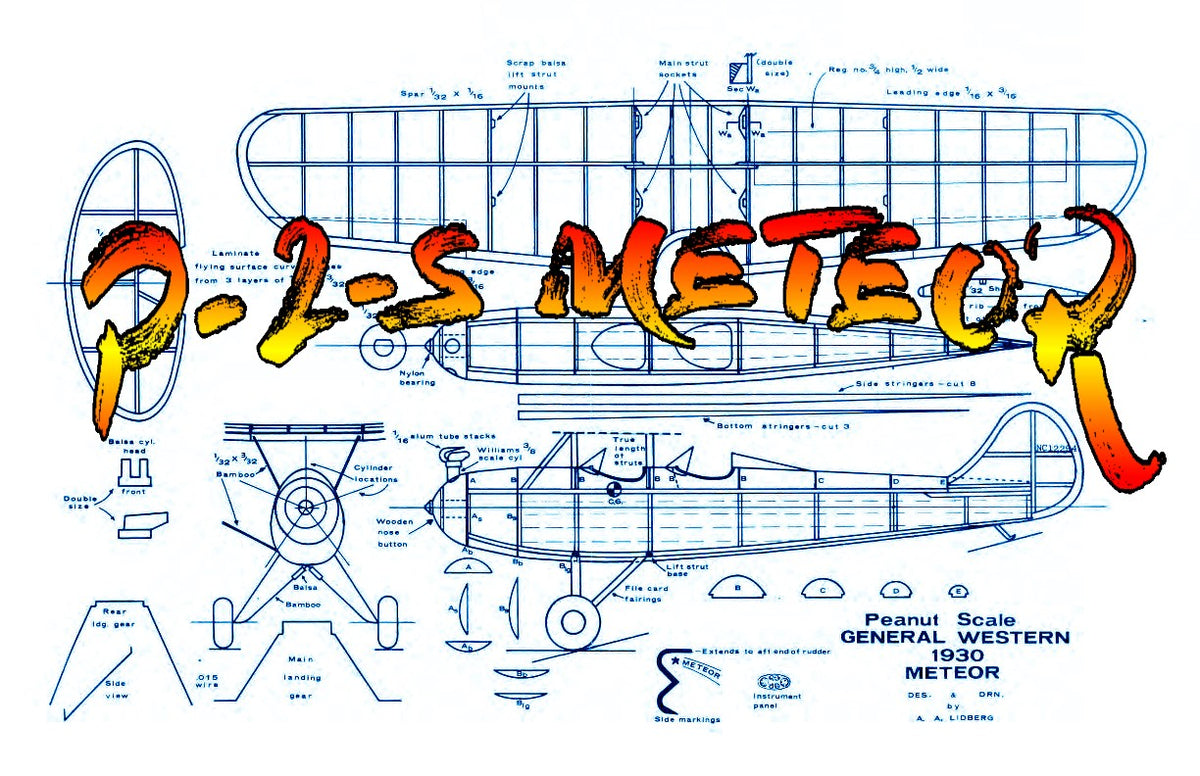 Full size printed plans Peanut Scale "GENERAL WESTERN P-2-S METEOR" He ...