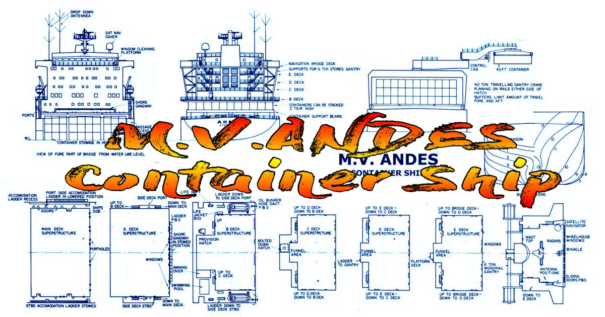 Full Size Drawings Scale 1/192 Length 41" M.V.ANDES Container Ship Len ...