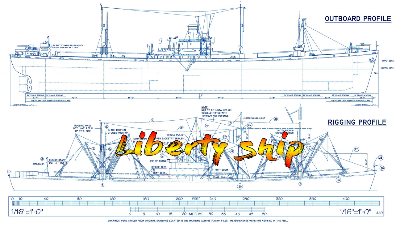 Listing for full size Printed Drawings Scale 1:96 Liberty ship L 55" S ...