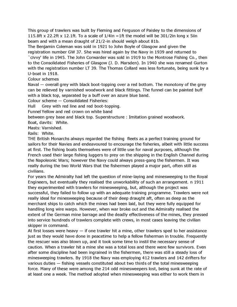 Full Size Printed Plan Scale 1:48 Suitable for Radio Control "STRATH C ...