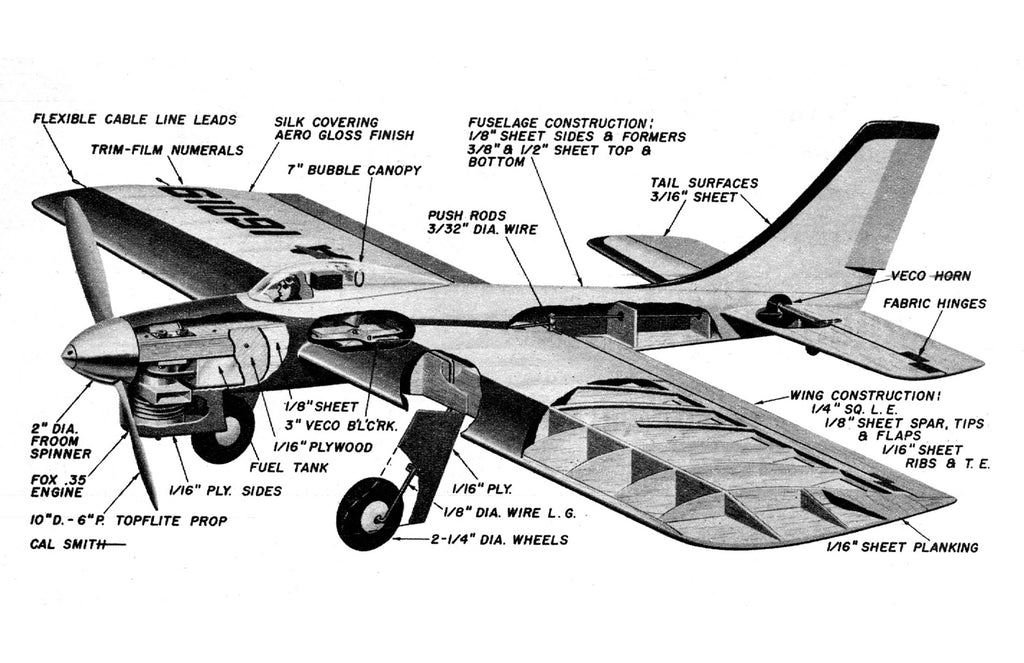 Full Size Plan Vintage 1953 .35 Control Line Stunt STUNT CHAMP WINNER ...