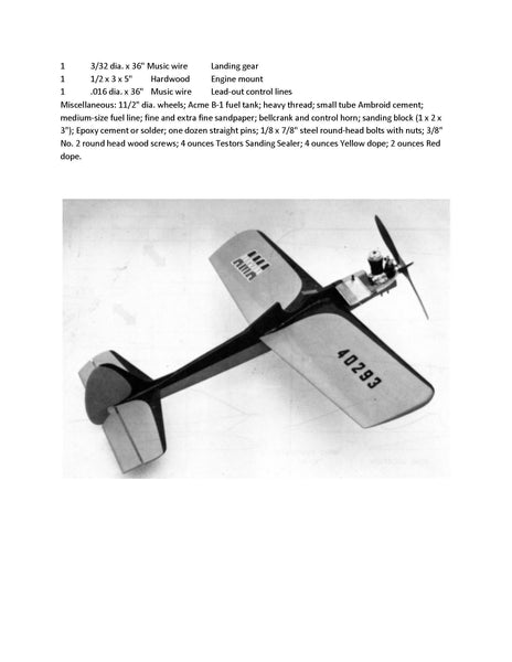 Full Size Printed Plan Rugged Control Line Trainer THE GREAT PROFILE i ...