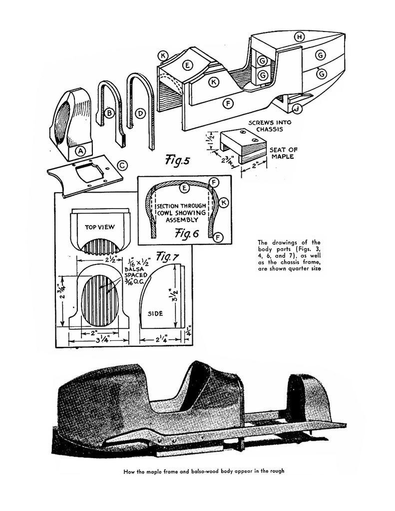 Printed Plan and Article Teather VINTAGE MIDGET RACER LENGTH 20 ¾” WID ...