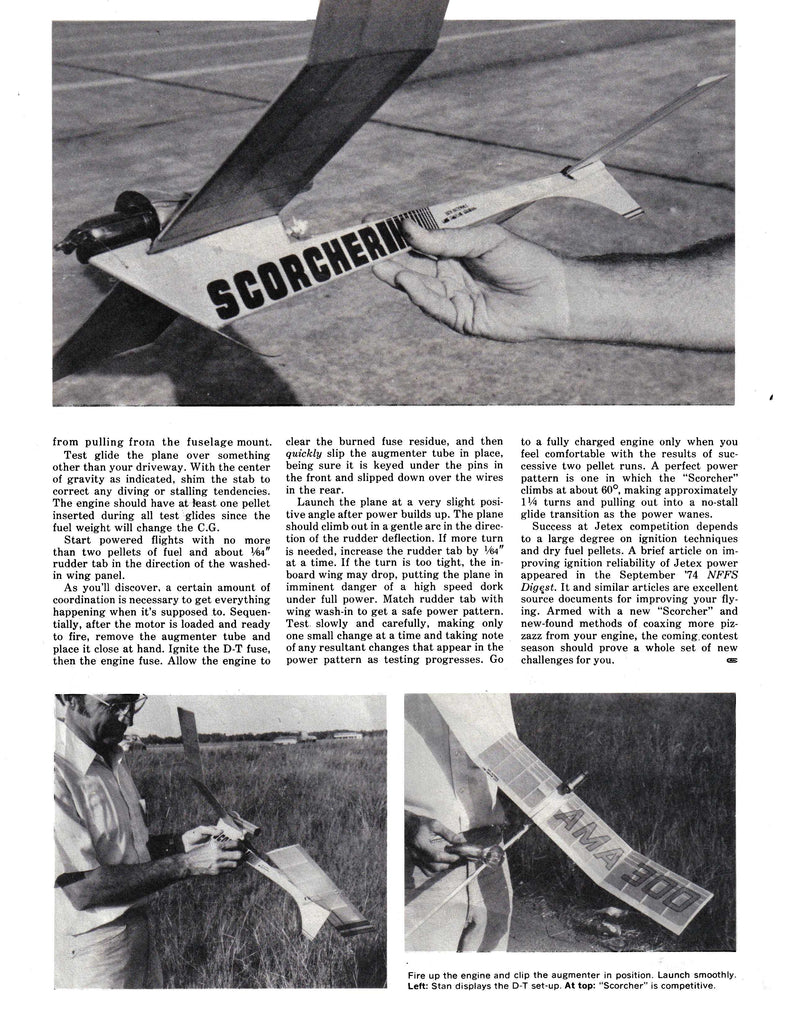 Full Size Printed Plan Competition Jetex aircraft "SCORCHER"Jetex 150 ...