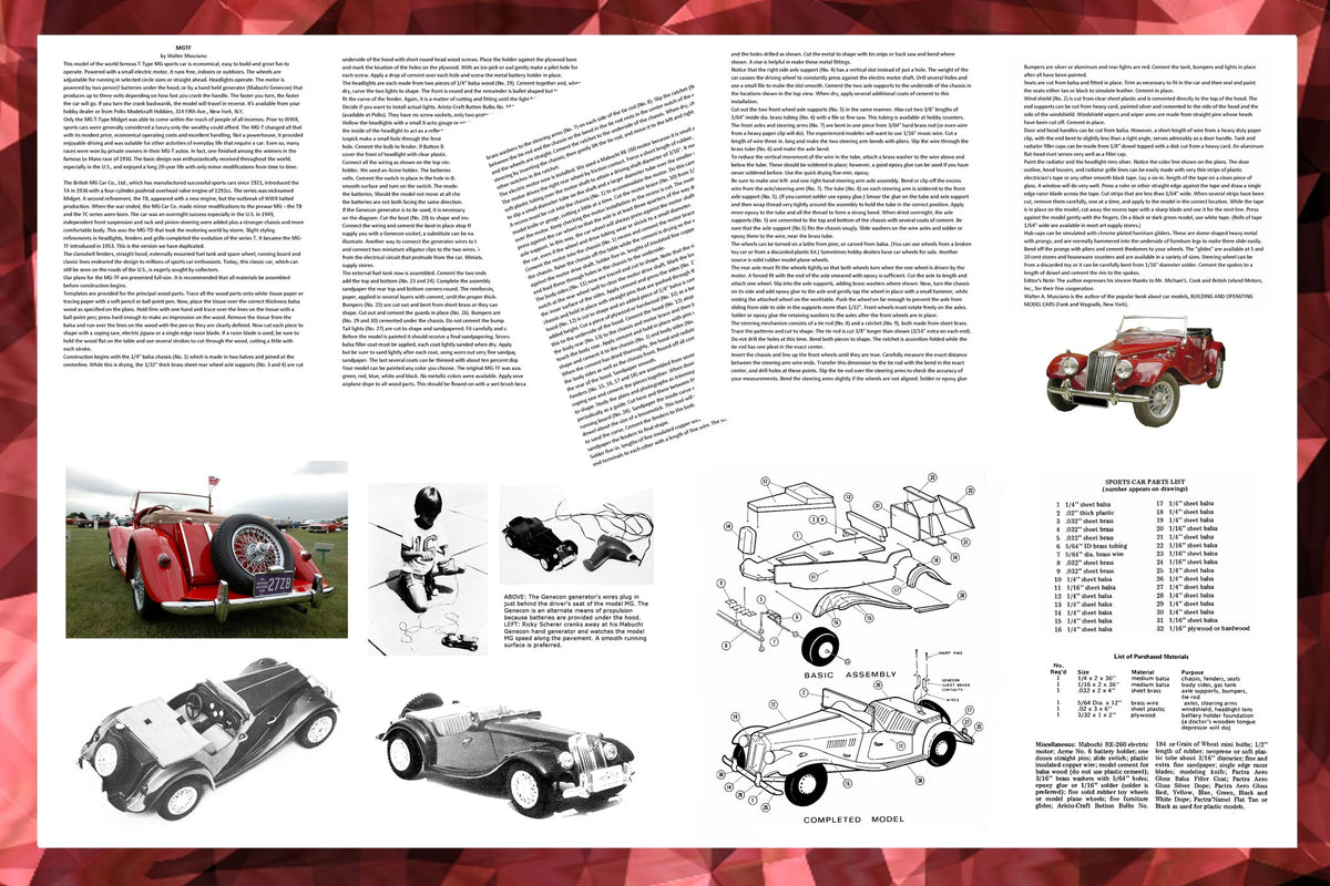 FULL SIZE PRINTED PLAN and ARTICLE The Immortal MG TF Scale 1:16 ...