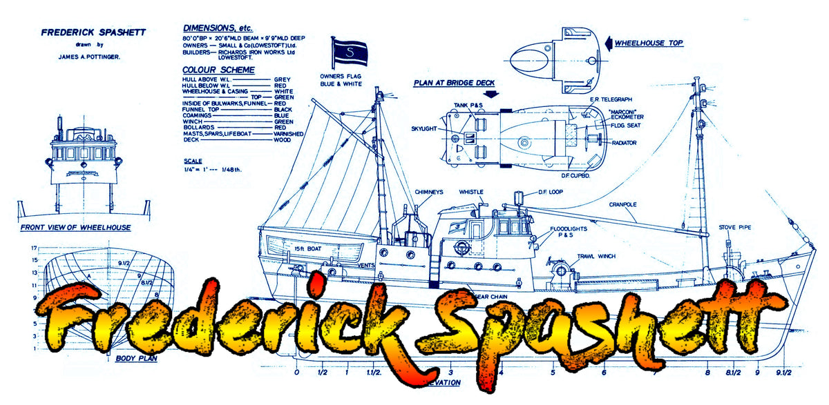 Full Size Printed Plans SCALE 1/32 DRIFTER TRAWLER L 30" Suitable for ...